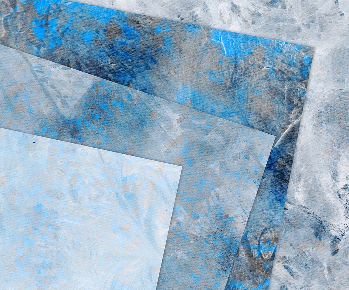 22 Watercolor Digital Paper Pack, Blue Ice/abstract Watercolor ...