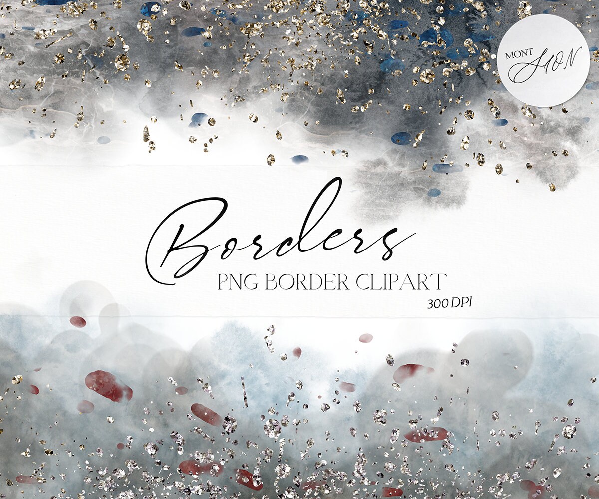 Abstract Borders Clip Art, Black/blue/gold/silver/glitter/aesthetic ...