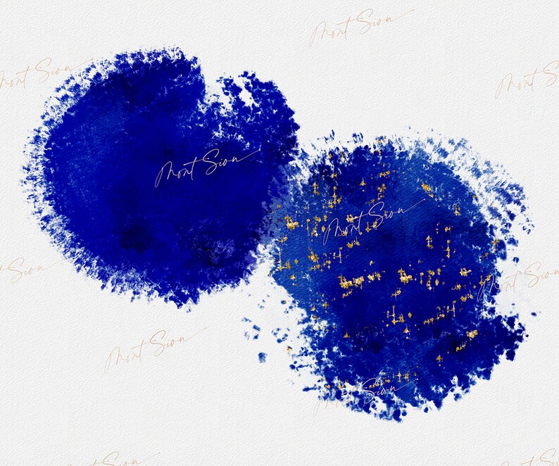 46 Abstract Watercolor Clip Art, Blue Watercolor/gold Glitter/shapes ...