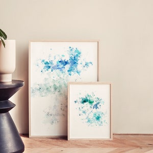 60 Abstract Watercolor Clip Art Set, Blue Watercolor Glitter Shapes PNG ...