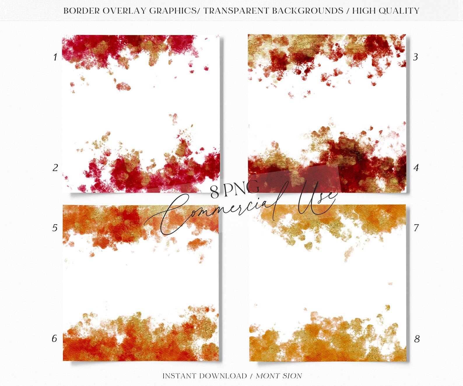 Abstract Borders Clipart, Watercolor Gold/red Orange Border, Watercolor ...