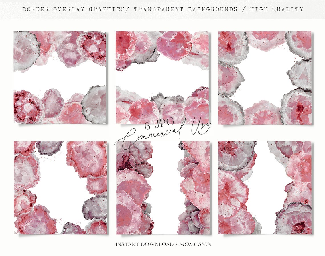 Abstract Gemstone Borders Clipart, Pink Crystal Border PNG, Transparent ...