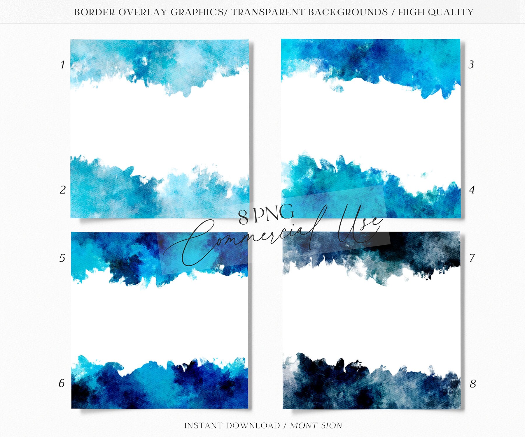 Watercolor Border, Abstract Borders Clipart, Watercolor Texture PNG ...