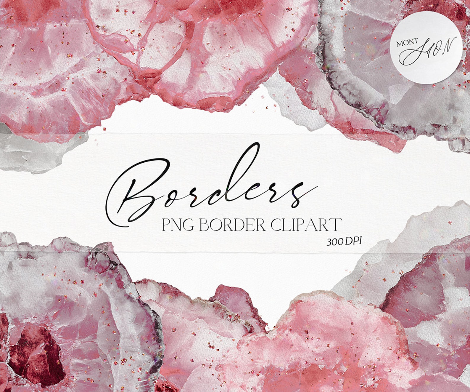 Abstract Gemstone Borders Clipart, Pink Crystal Border PNG, Transparent ...