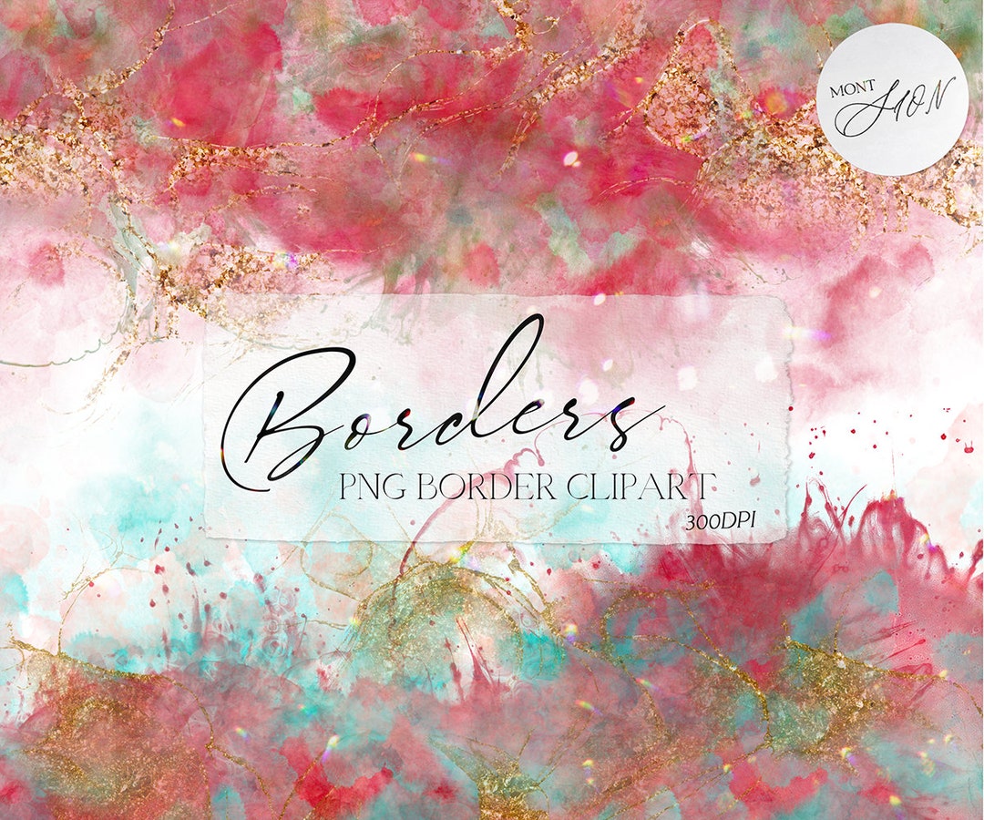 Alcohol Ink Borders Clip Art Set Pink/red/mint/gold/aesthetic - Etsy