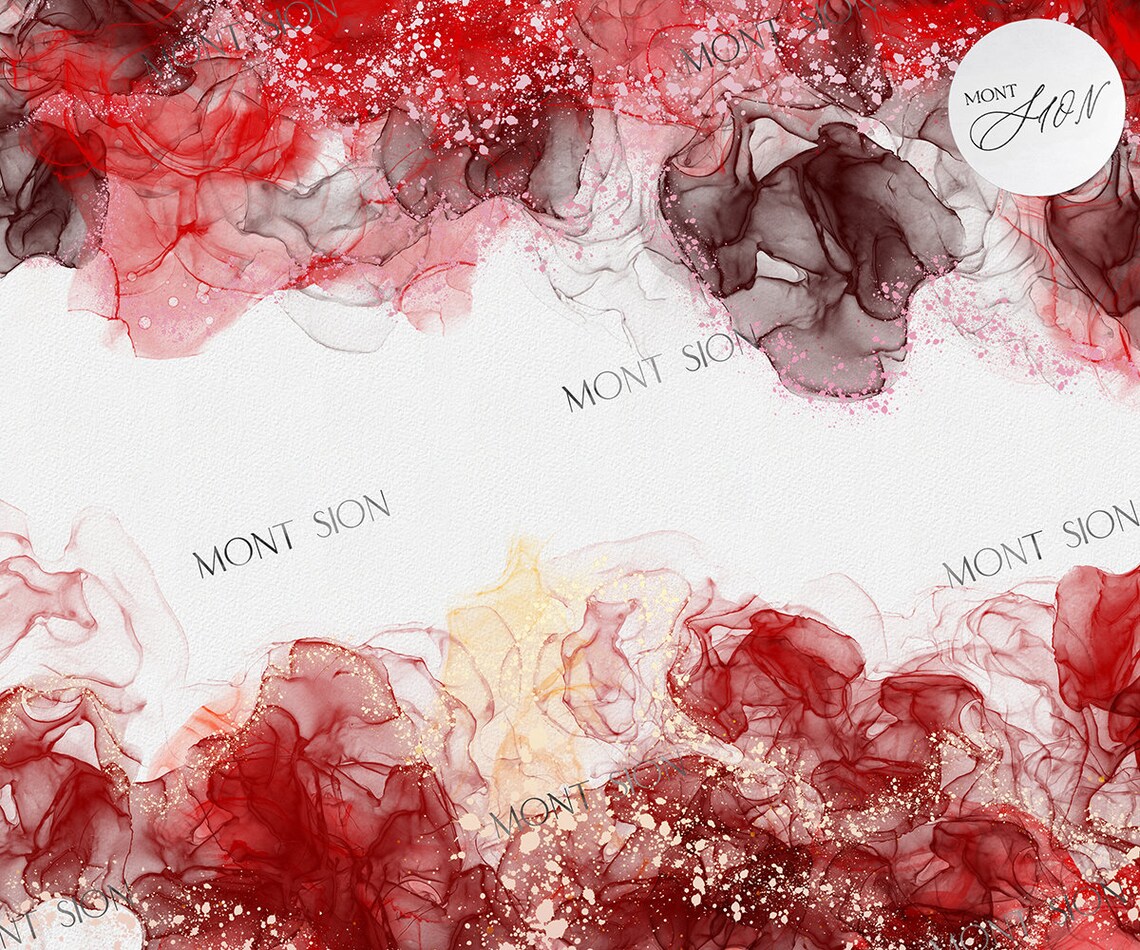 Alcohol Ink Borders Clip Art Set Red/black/aesthetic Border - Etsy