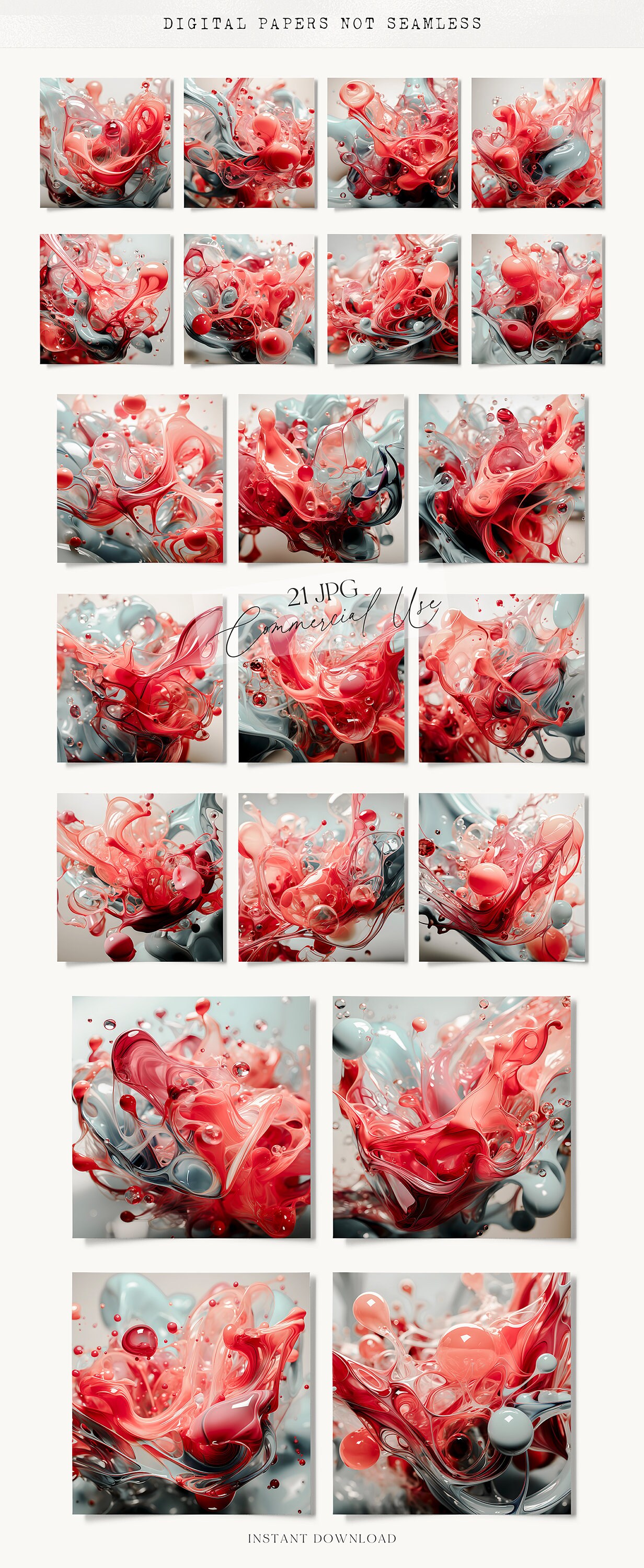 Liquid Sticky Digital Paper Pack, Abstract Flowing Sticky Backgrounds ...