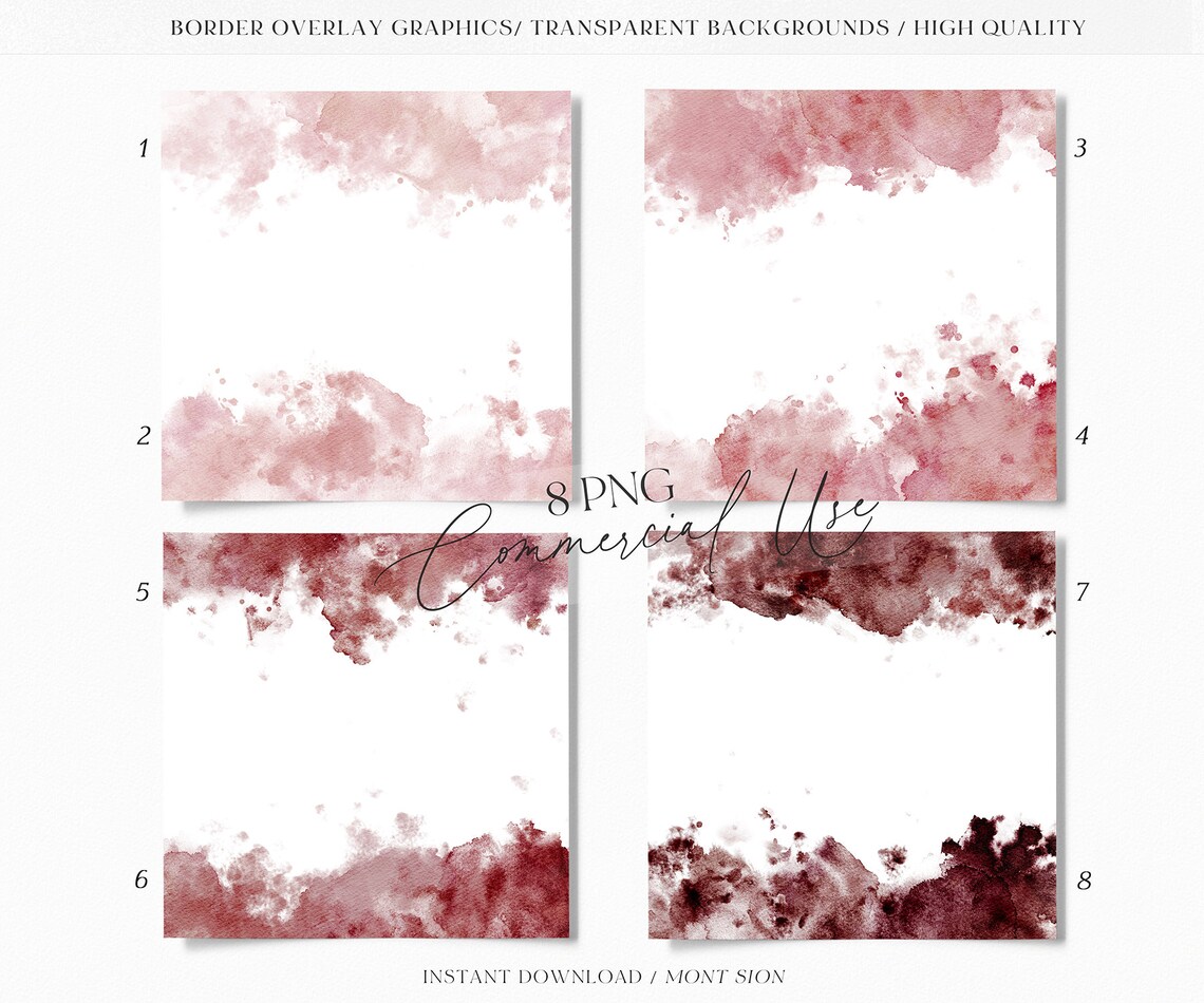 Watercolor Border, Abstract Borders Clipart, Watercolor Texture PNG ...