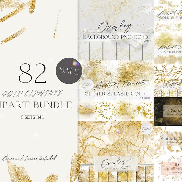 Gold Glitter Clipart - Etsy