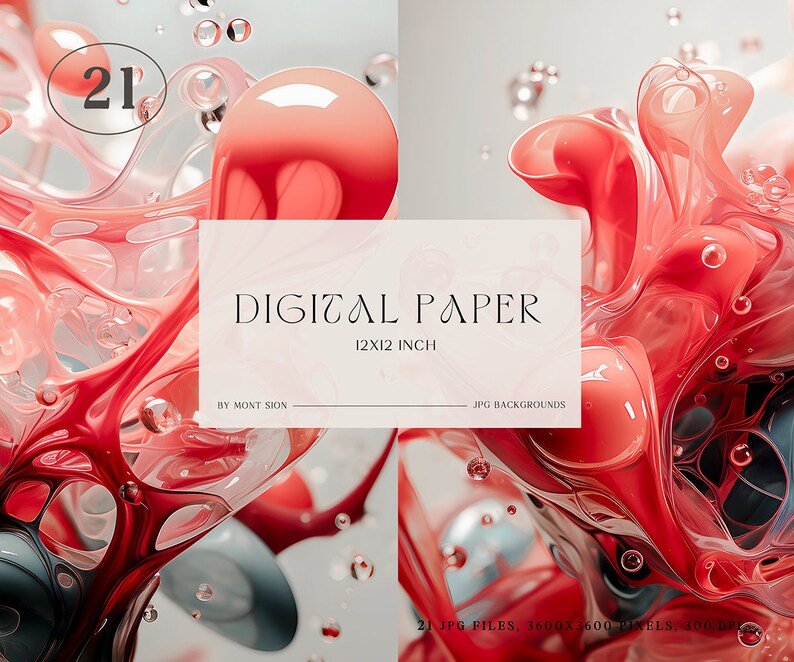Liquid Sticky Digital Paper Pack, Abstract Flowing Sticky Backgrounds ...