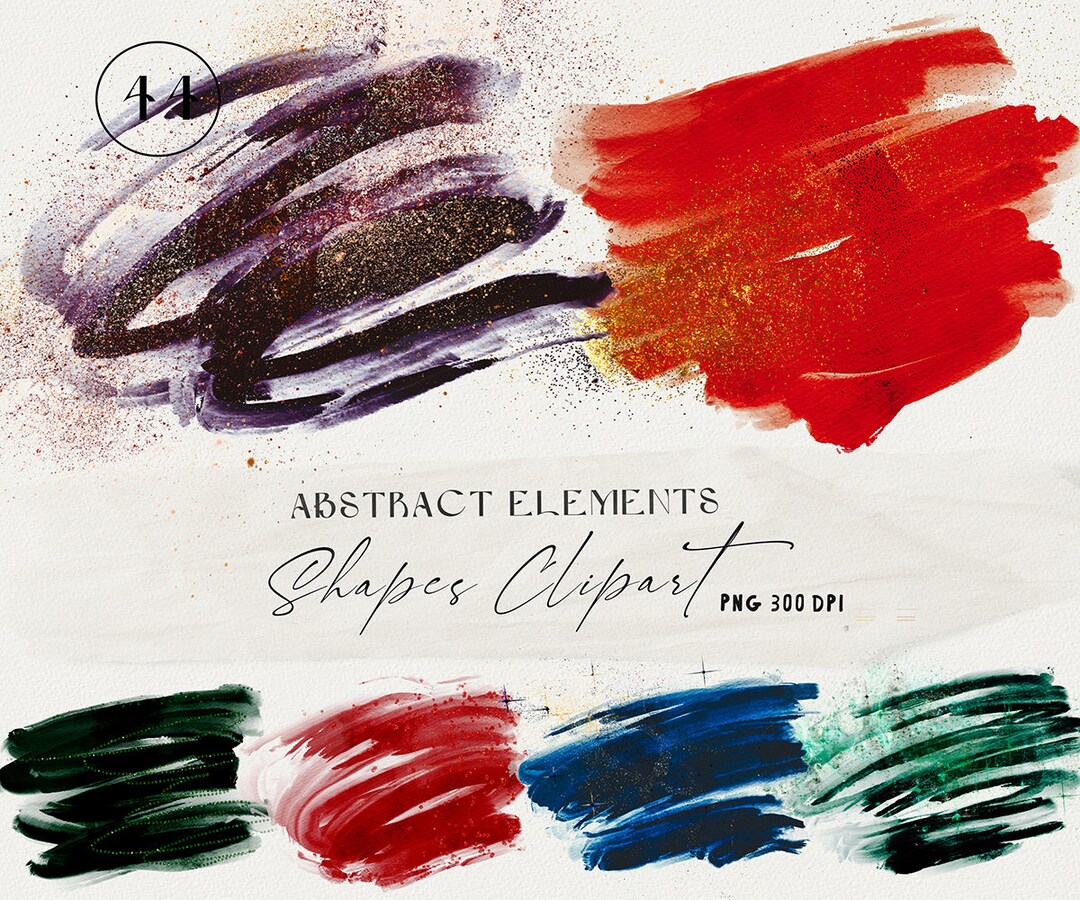 44 Colorful Abstract Clipart Set, Abstract Shapesseamless Patterns ...