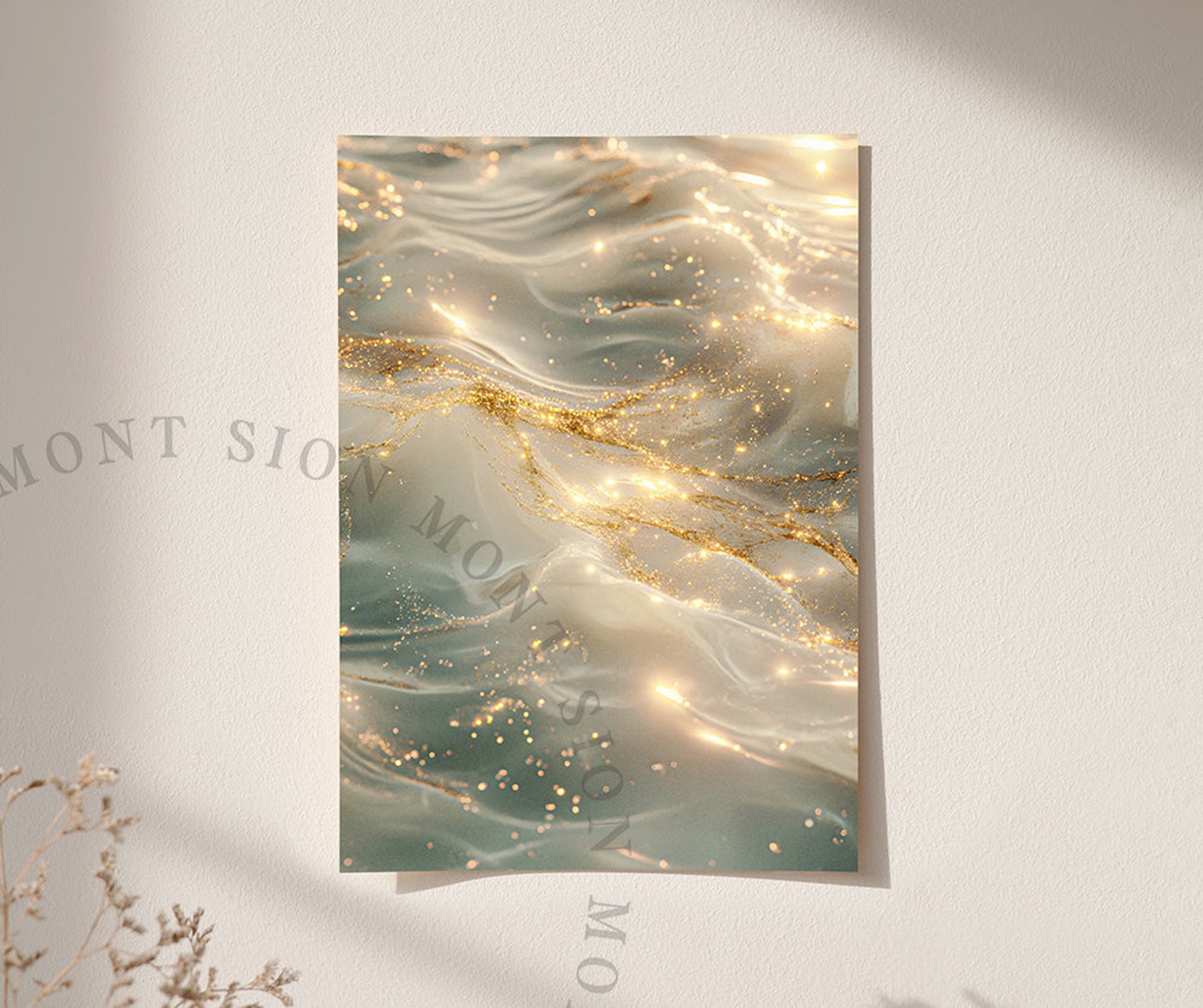 Gold Glitter Water Digital Papers, Abstract Water Reflection Images ...