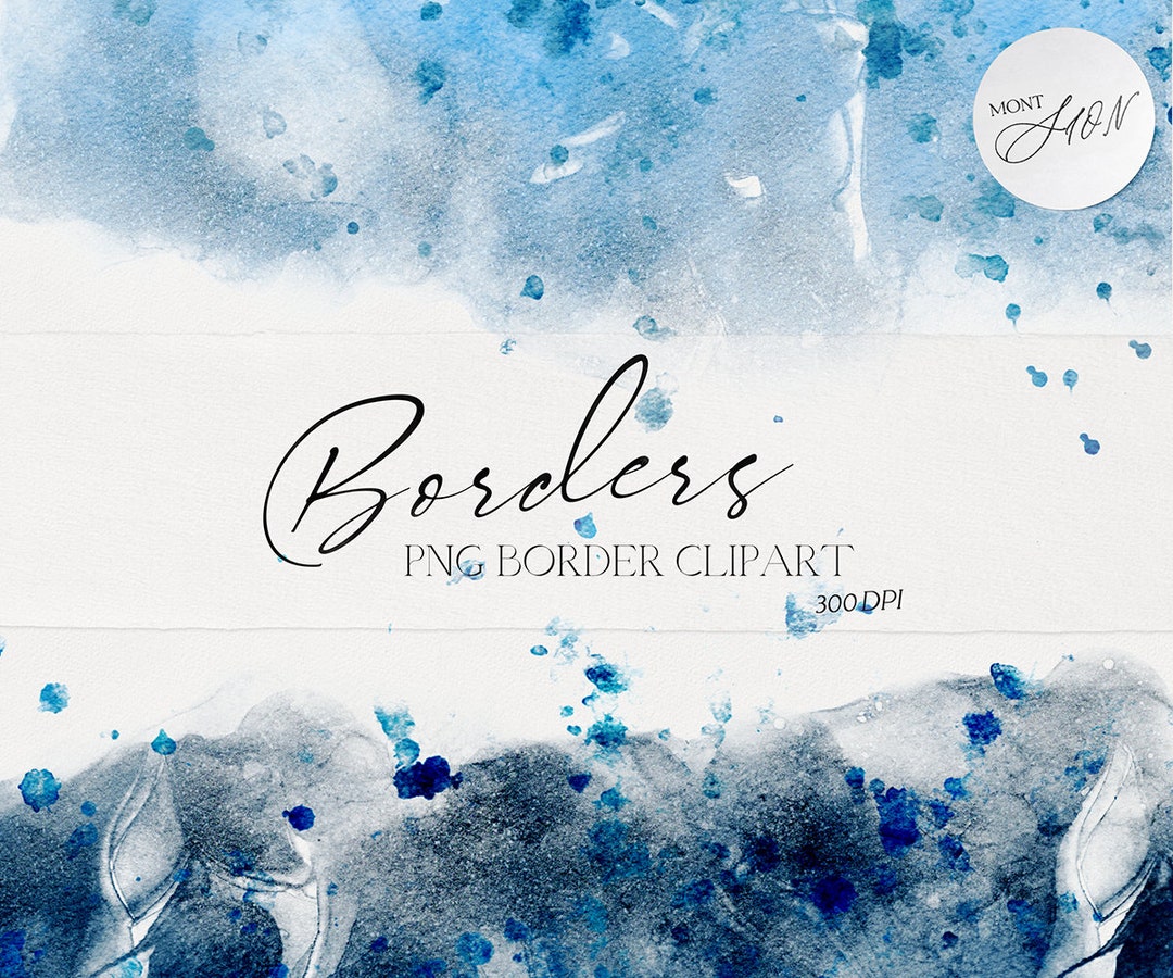 Aesthetic Borders Clip Art, Blue Watercolor/abstract Glitter Border PNG ...