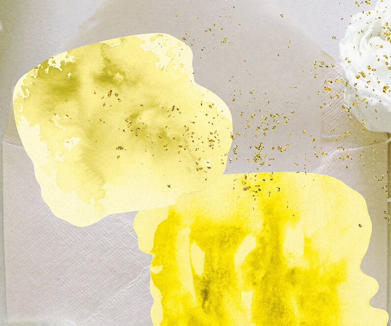 56 Yellow Abstract Clipart Set, Abstract Shapes+gold Splatters+seamless ...