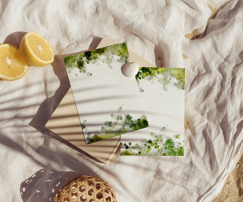 Green Watercolor Border, Abstract Borders Clipart, Watercolor Texture ...