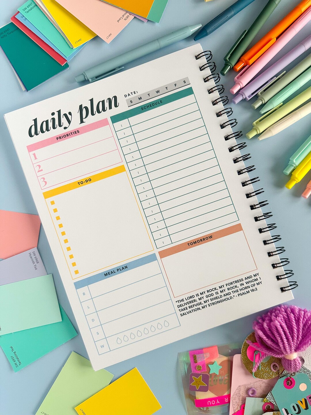 Christian Daily Planner, Wire Binding, 50 Pages, Daily Schedule, To-do ...
