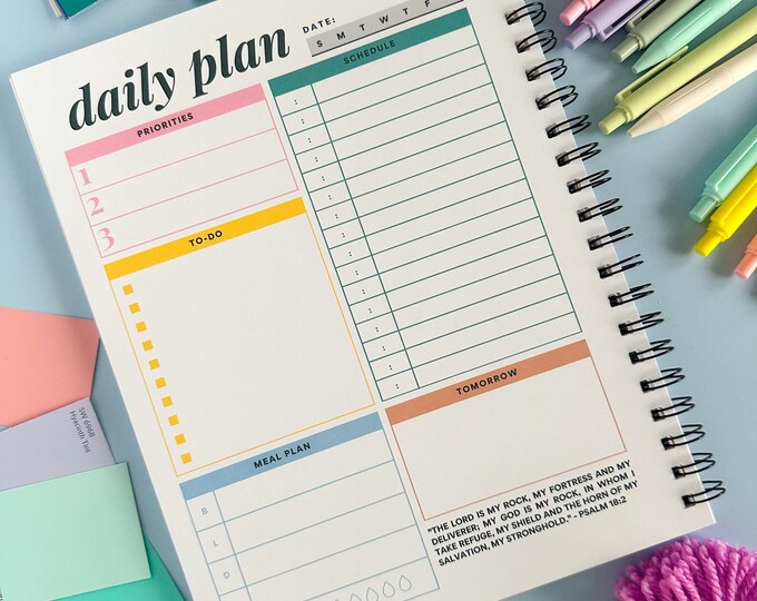 Christian Daily Planner, Wire Binding, 50 Pages, Daily Schedule, To-do ...