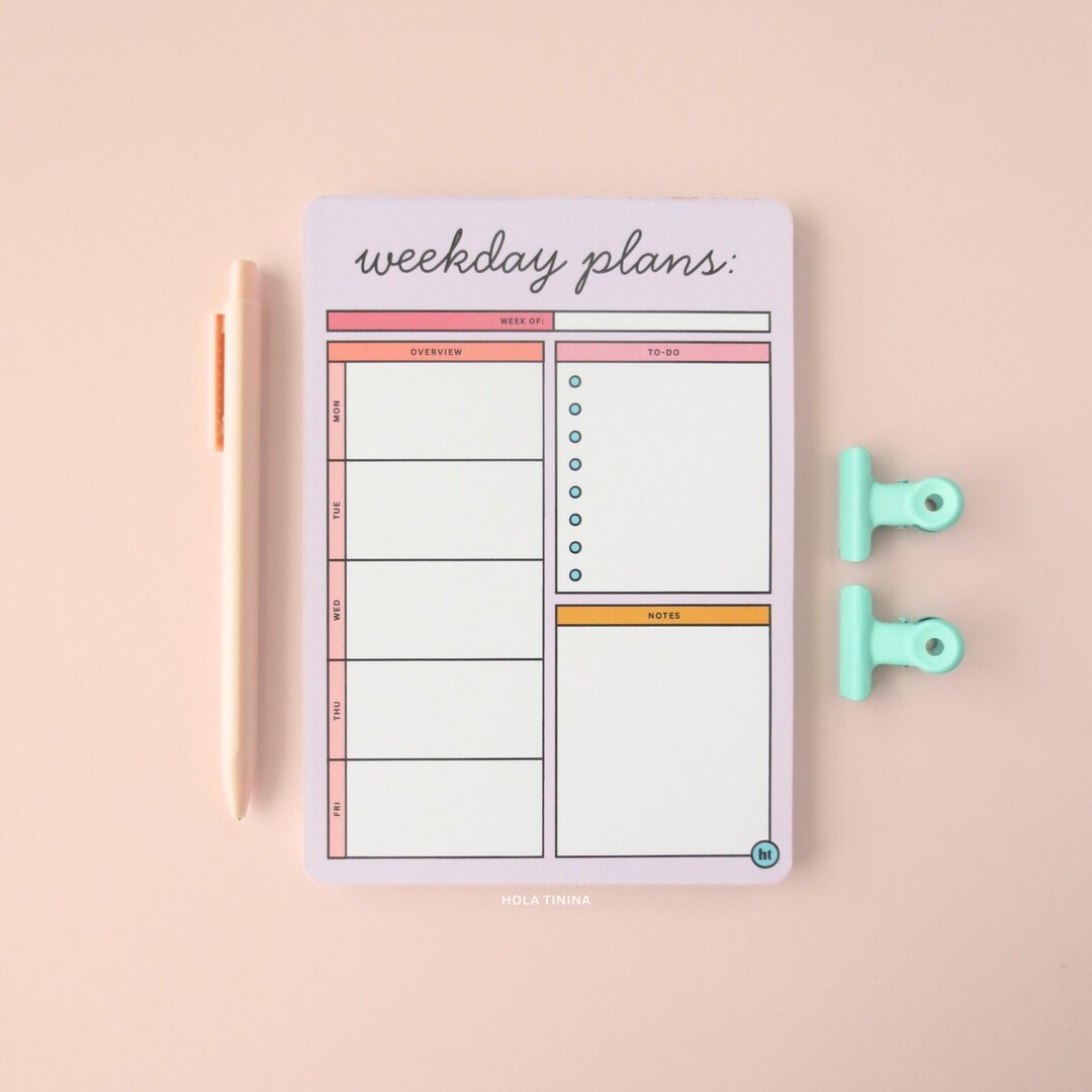 Weekday Plans 5x7 Weekly Notepad Planner – To-do List, Priorities ...