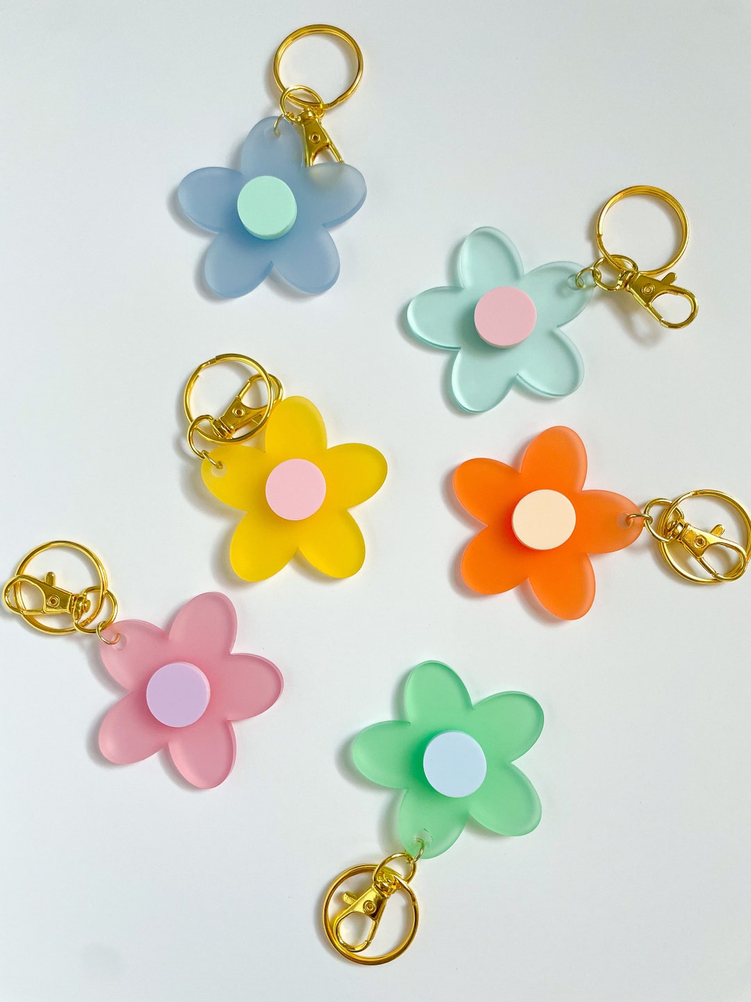 Flower Keychains, Backpack Tag, Bag Tag, Charm, Acrylic Keychain, Key ...