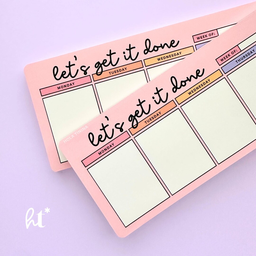 Let's Get It Done Weekly Overview Notepad Planner | Weekday Plan ...