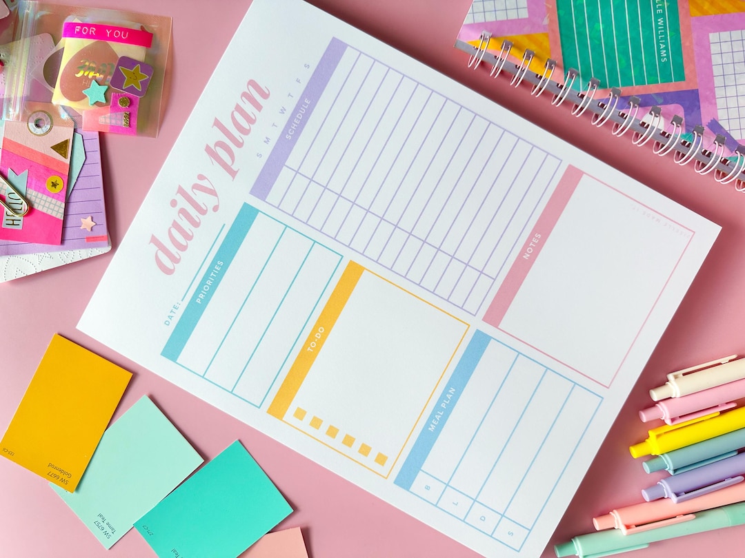 Daily Planner, Notepad, 50 Pages, Tear-off Pages, Daily Schedule, To-do ...