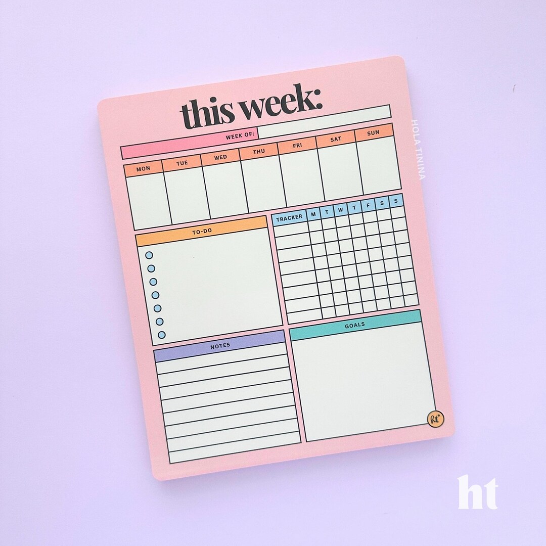 This Week – Weekly Notepad Planner – To-do List, Priorities & Notes Pad ...