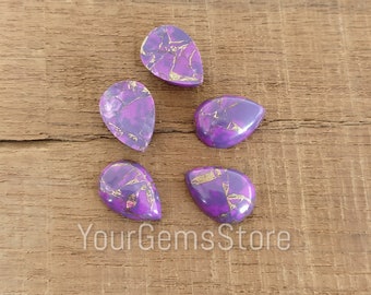 Natural Purple Copper Mohave Turquoise Pear Cabochon Gemstone - Etsy