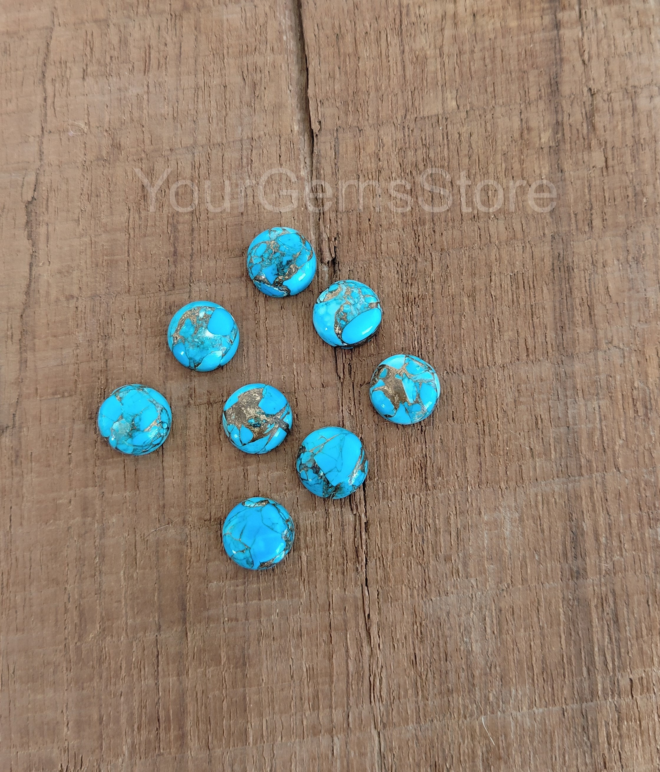 AAA Azul Azul Natural Turquesa Piedra preciosa Redonda Calibrada Tamaño ...