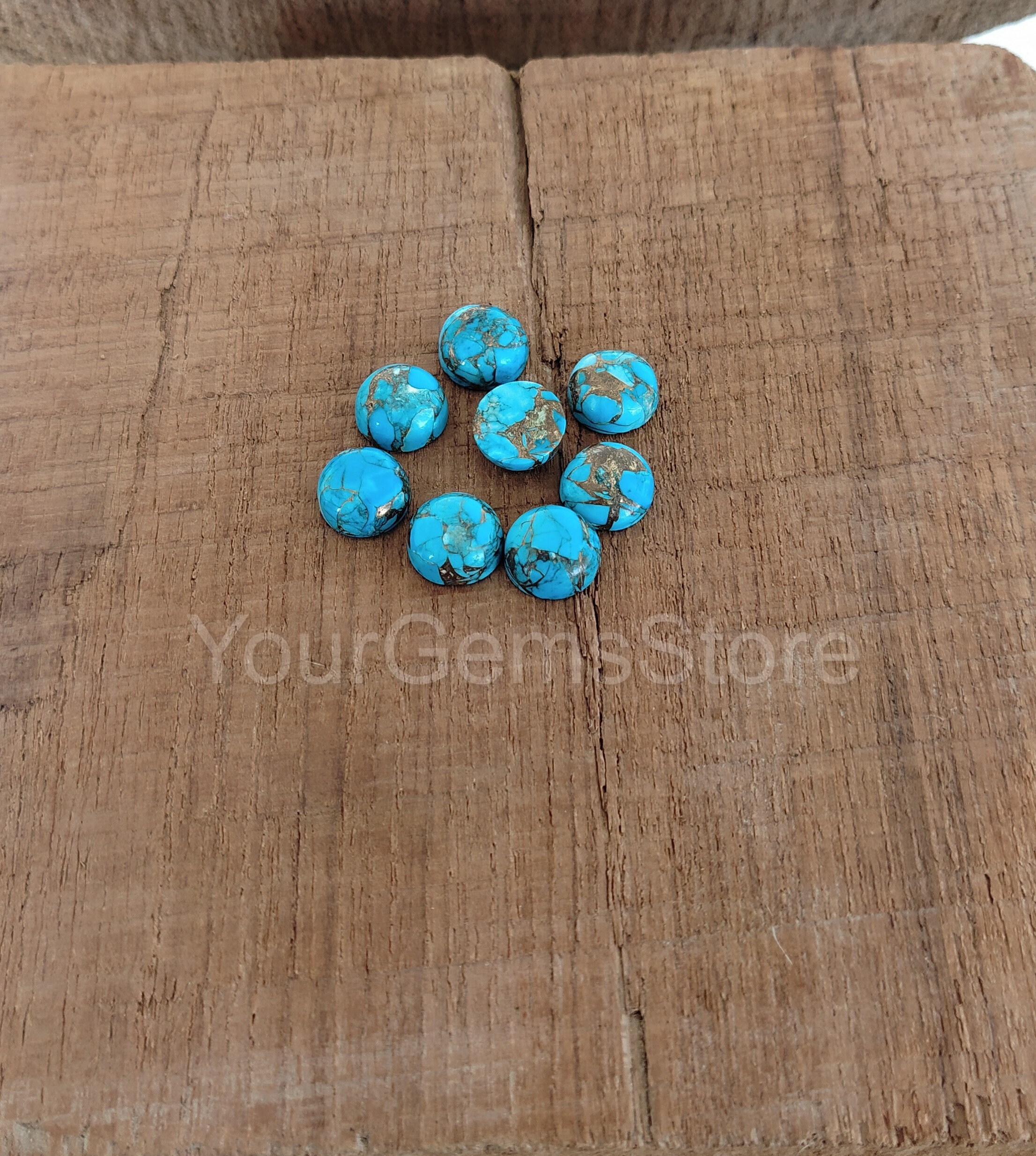 AAA Azul Azul Natural Turquesa Piedra preciosa Redonda Calibrada Tamaño ...