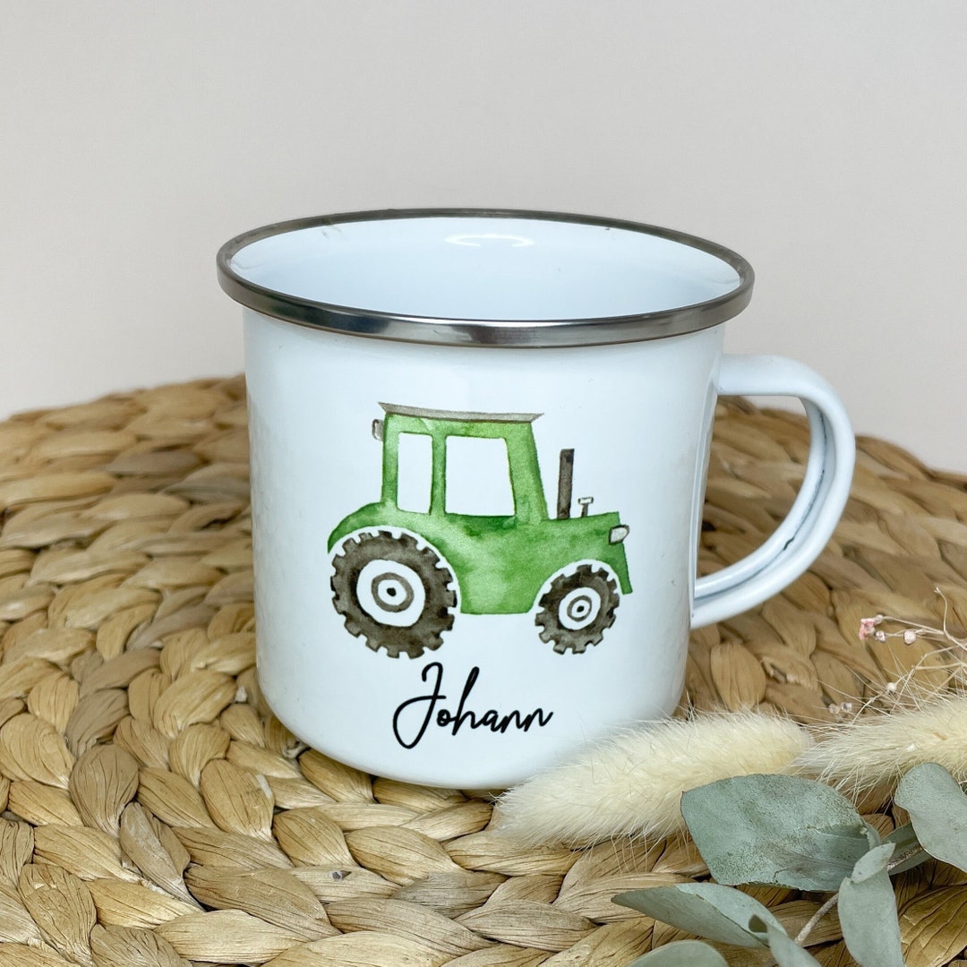 Tractor Cup / Enamel Cup for Children Personalized With the Name - Etsy