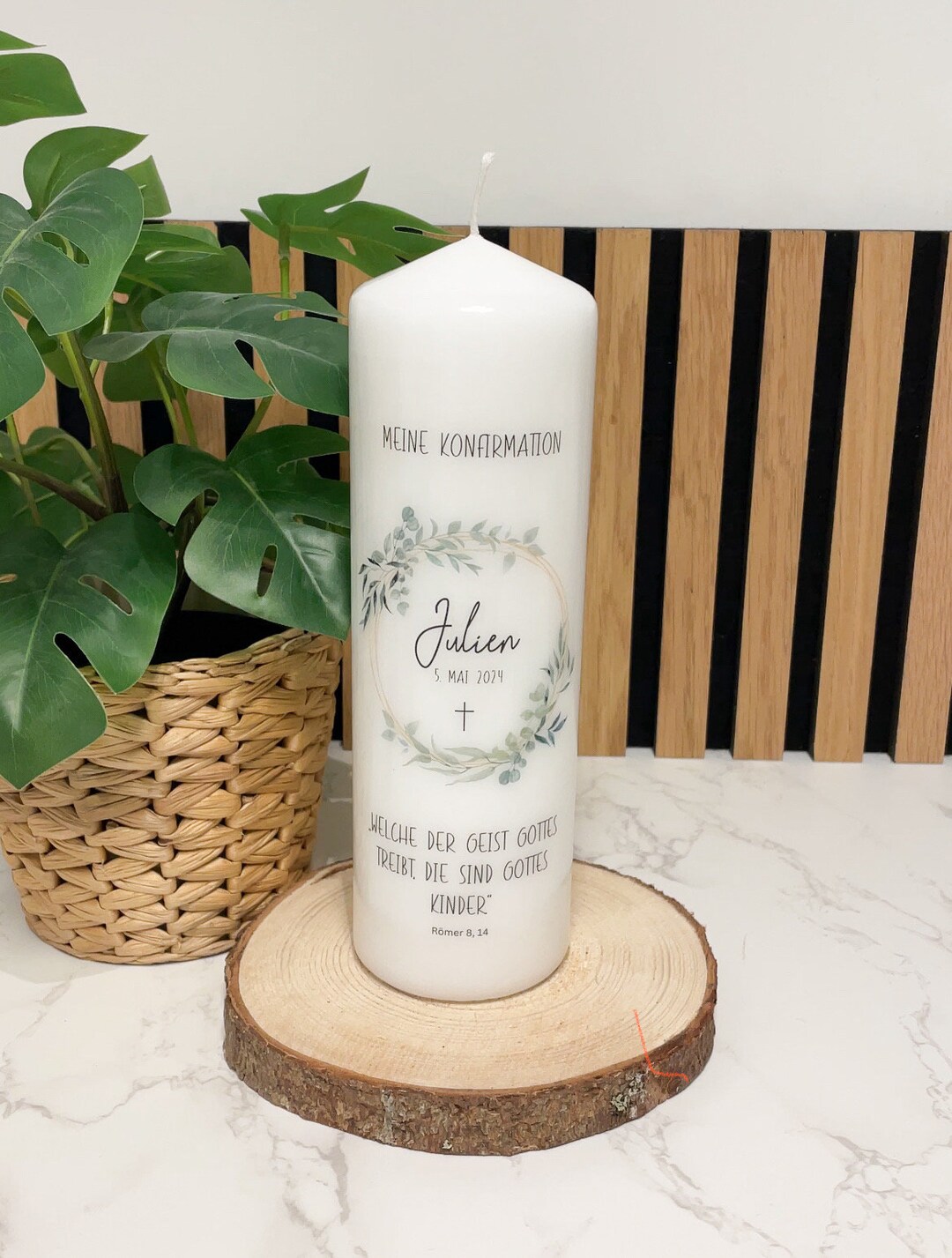 Confirmation Candle Eucalyptus Wreath / Candle Confirmation Communion ...