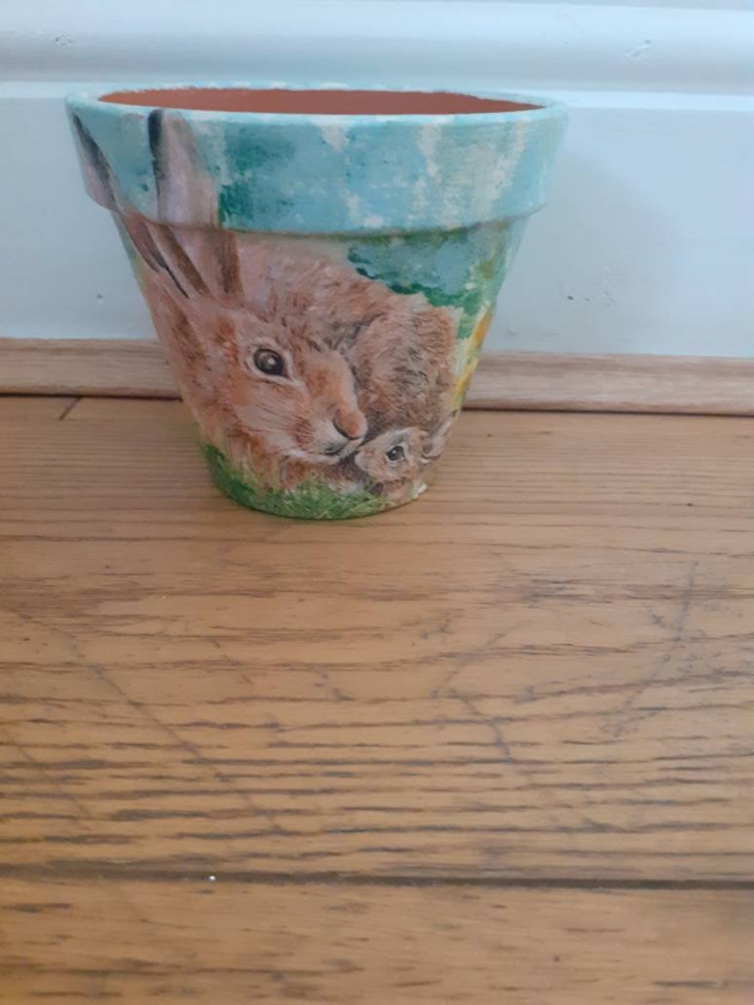 Hand Decorated Plant Pot Hare and Baby Indoor or Outdoor Use - Etsy