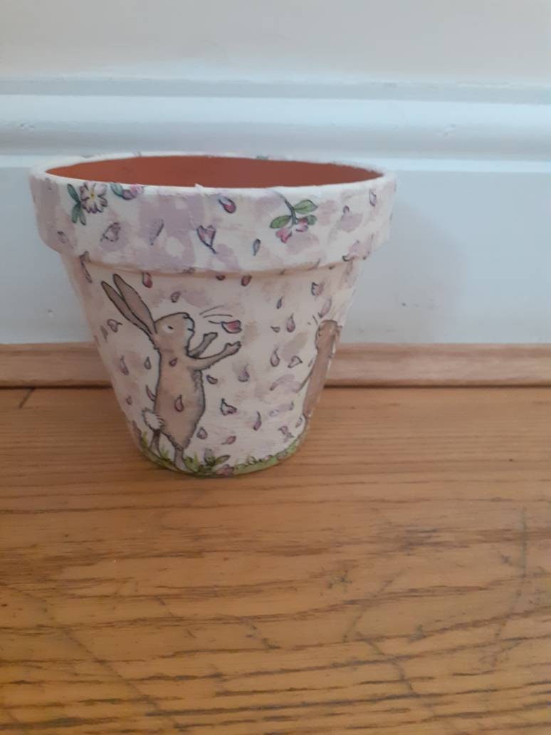 Hand Decorated Plant Pot Rabbit Design Indoor or Outdoor Use - Etsy