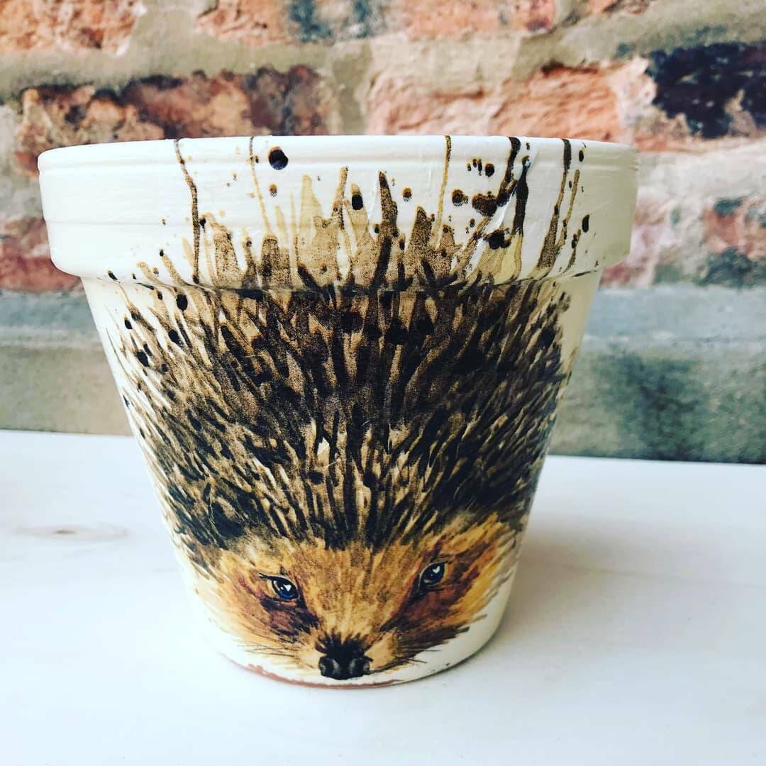 Hand Decorated Plant Pot Hedgehog Indoor or Outdoor Use - Etsy