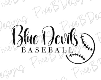 Devils Baseball Mascot Digital File Royal Blue & Gold Variation. Other ...