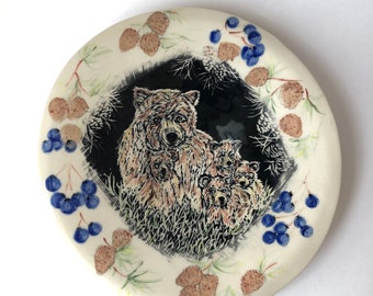 Plates Sgraffito Bear Plate Home & Living etna.com.pe