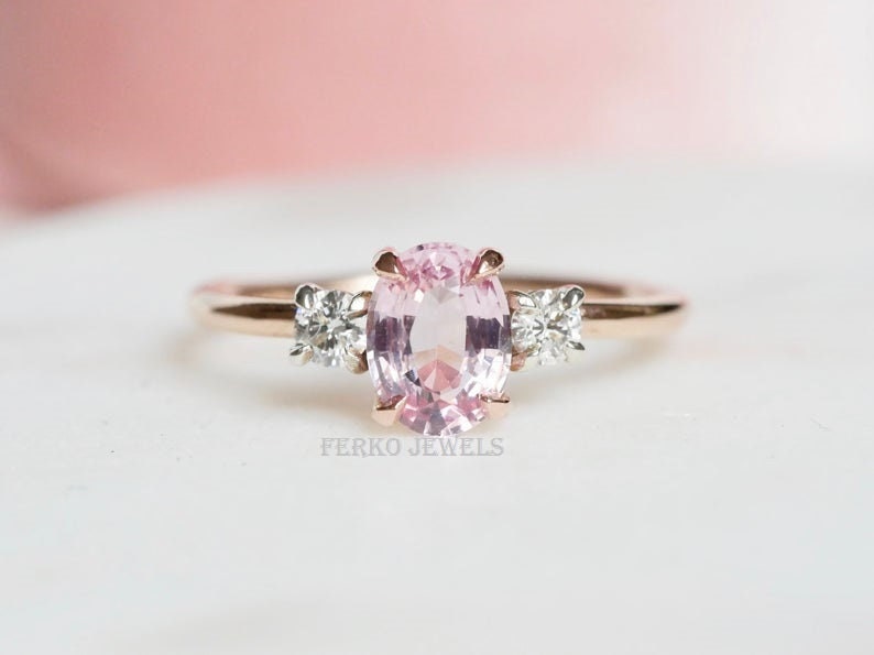 Oval Pink Diamond ring/oval diamond engagement ring/bridal | Etsy
