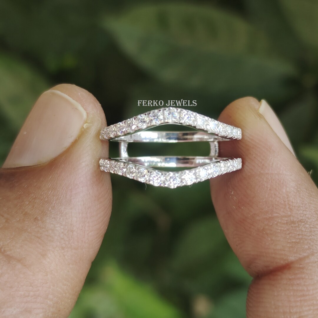 Enhancer Moissanite Wedding Band/double Curved Wedding Band/vintage ...