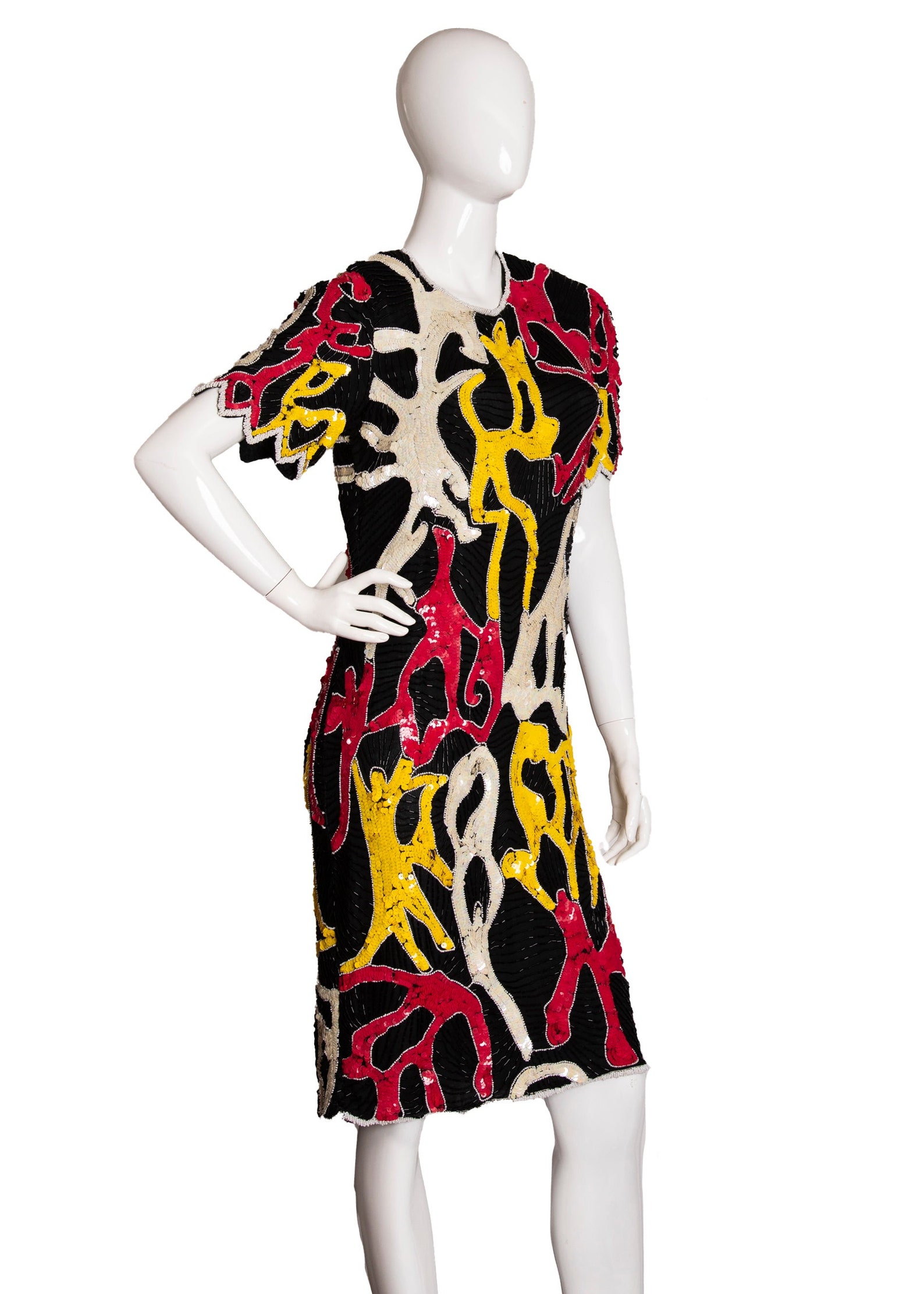 80s Sequin Color Splash Dress M - Etsy