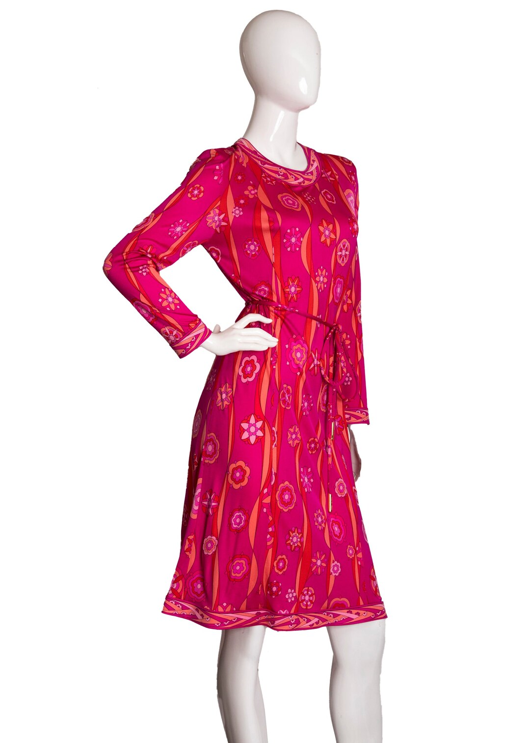 80s Bessi Pink Silk Dress M - Etsy