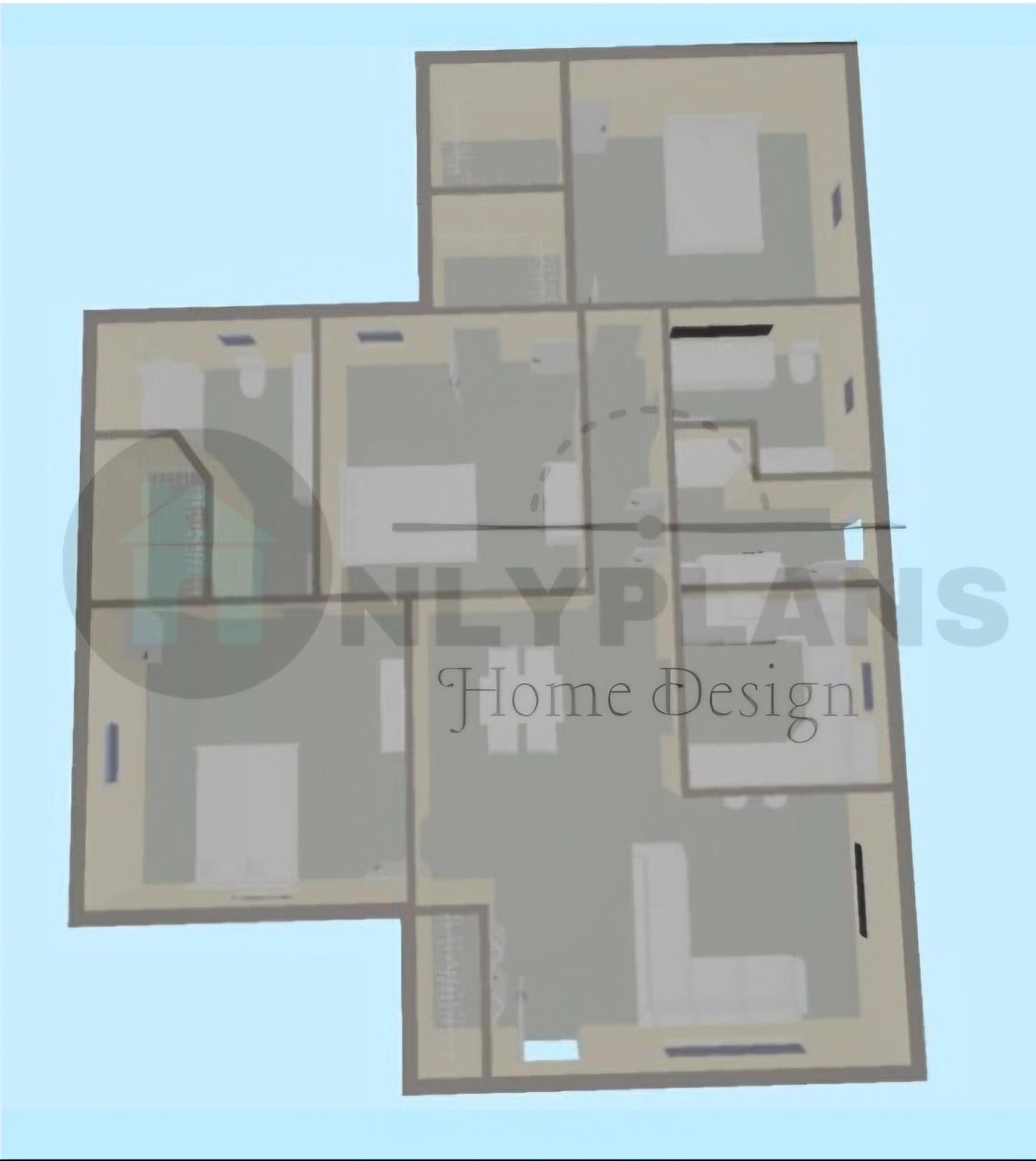 3 BR/2 BA House W/laundry Room 2D Floor Plan (1260.2sqft) - Etsy