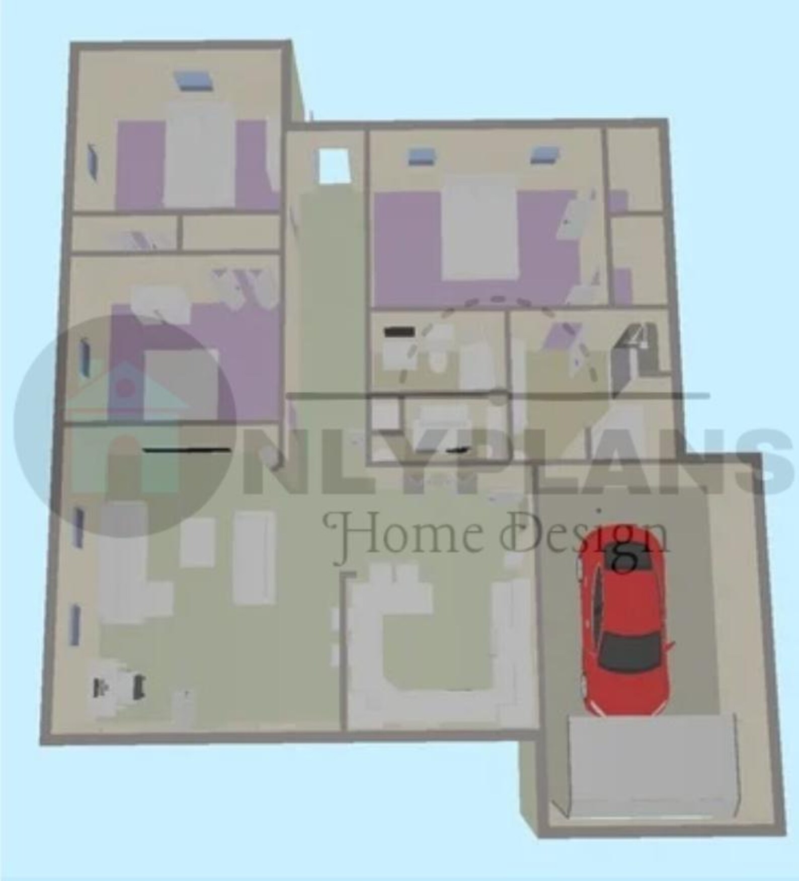 Colored 2D Floor Plan for 3BR/2BA House W/garage (1525.7sqft) - Etsy
