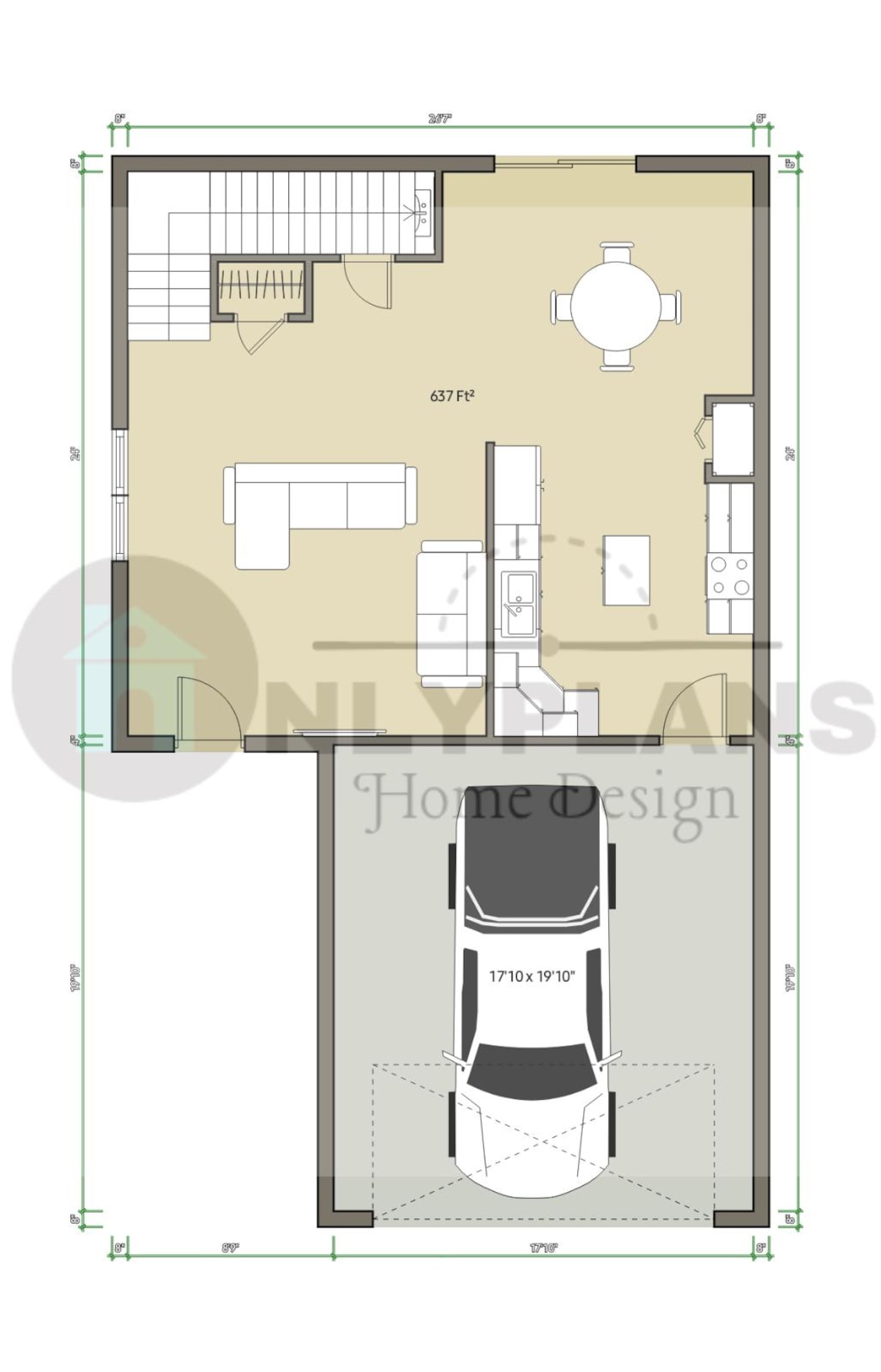 3 BR/2.5 BA 2-story House W/garage 2D Floor Plan - Etsy