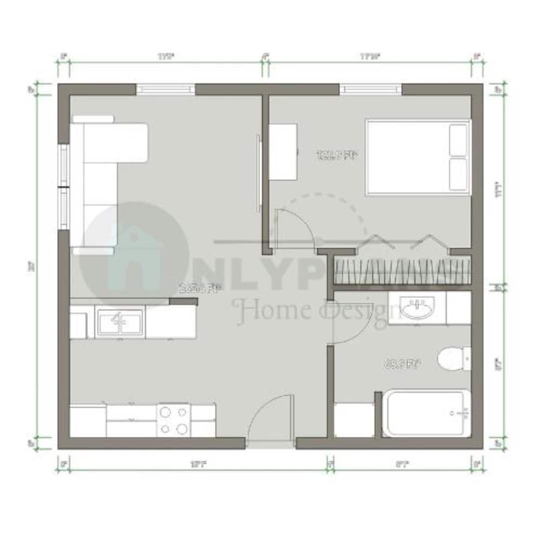 1 BR/1 BA Tiny House 2D Floor Plan - Etsy