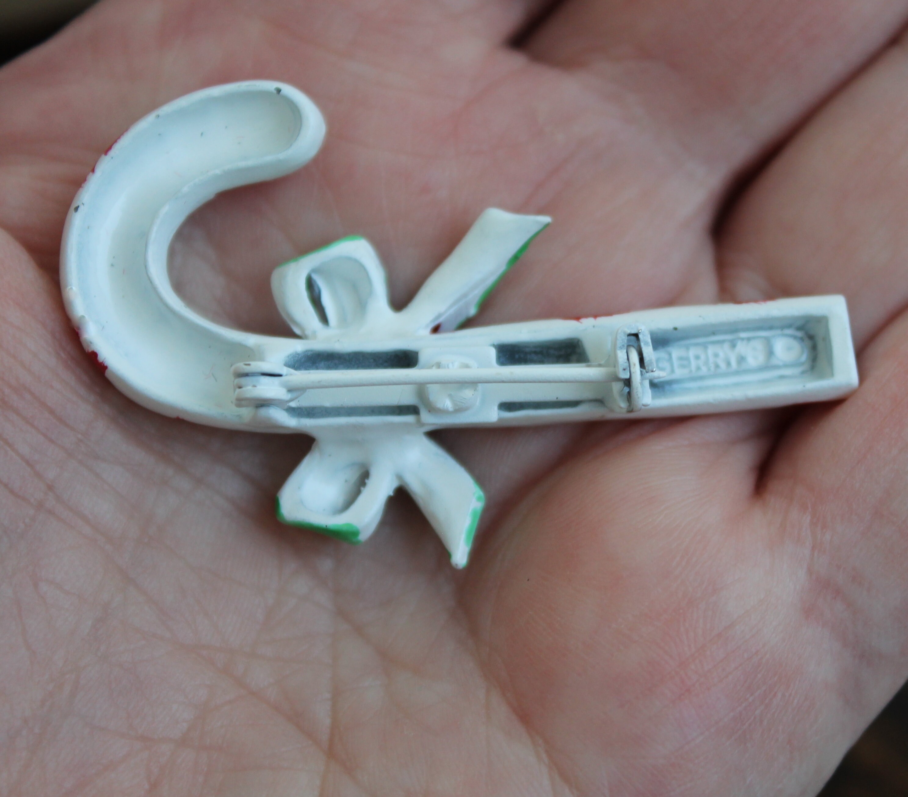 Vintage Enameled Candy Cane Pin Christmas Gerrys Brooch Holiday Jewelry ...