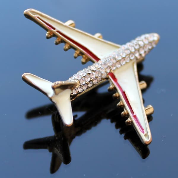 Enamel Plane Brooch - Etsy