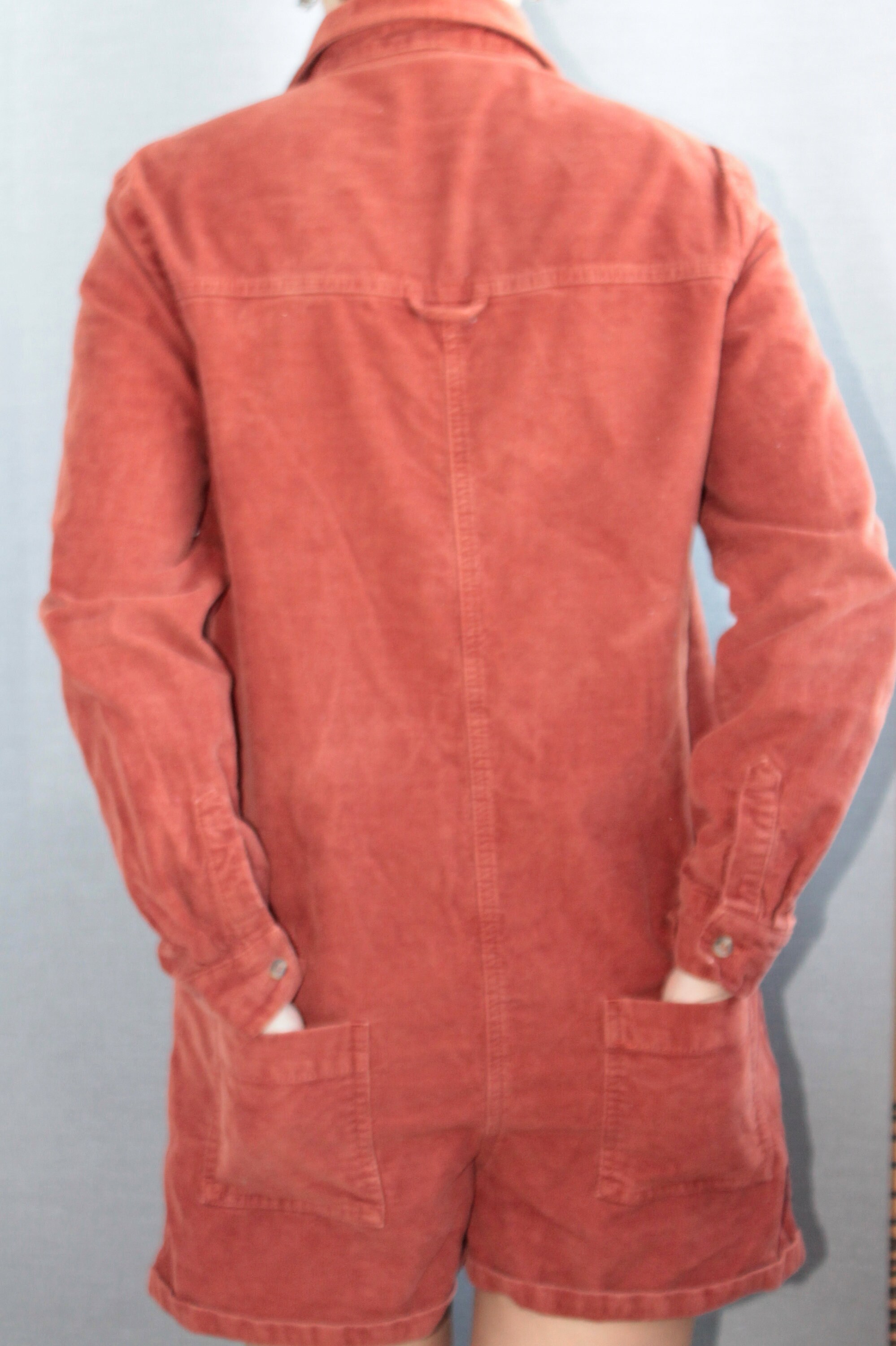 Vintage Burnt Orange Corduroy Jumpsuit Long Sleeve Size M-L Velveteen ...