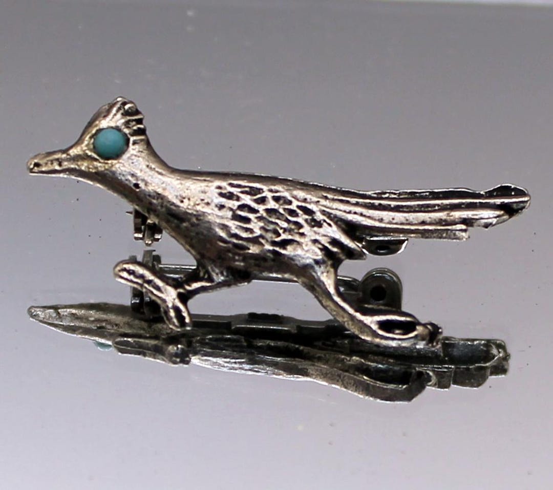 Vintage Road Runner Pin With Stone Roadrunner Brooch Silver Tone ...