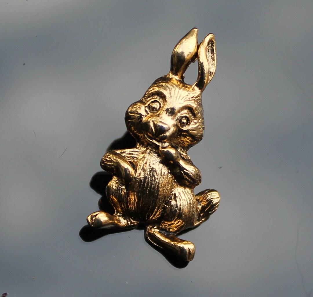 Vintage Rabbit Pin Signed Camco Bunny Figurine Brooch Gold Tone Animal ...