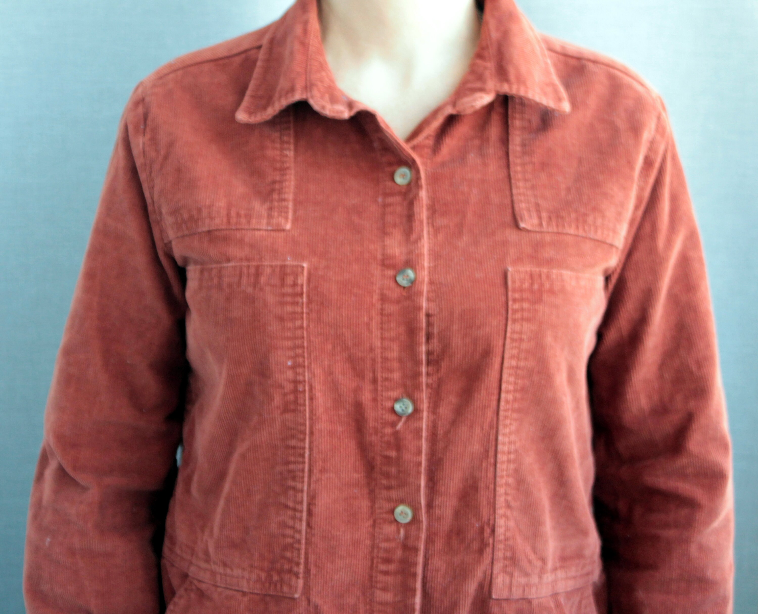 Vintage Burnt Orange Corduroy Jumpsuit Long Sleeve Size M-L Velveteen ...
